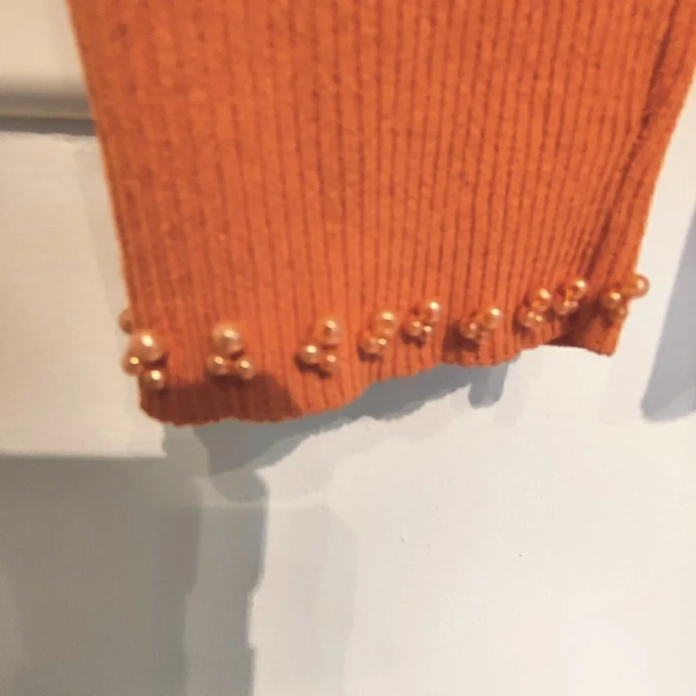 Belldini | Tops | Belldini Stretch Top In Orange Beaded At Neck Sleeve ...